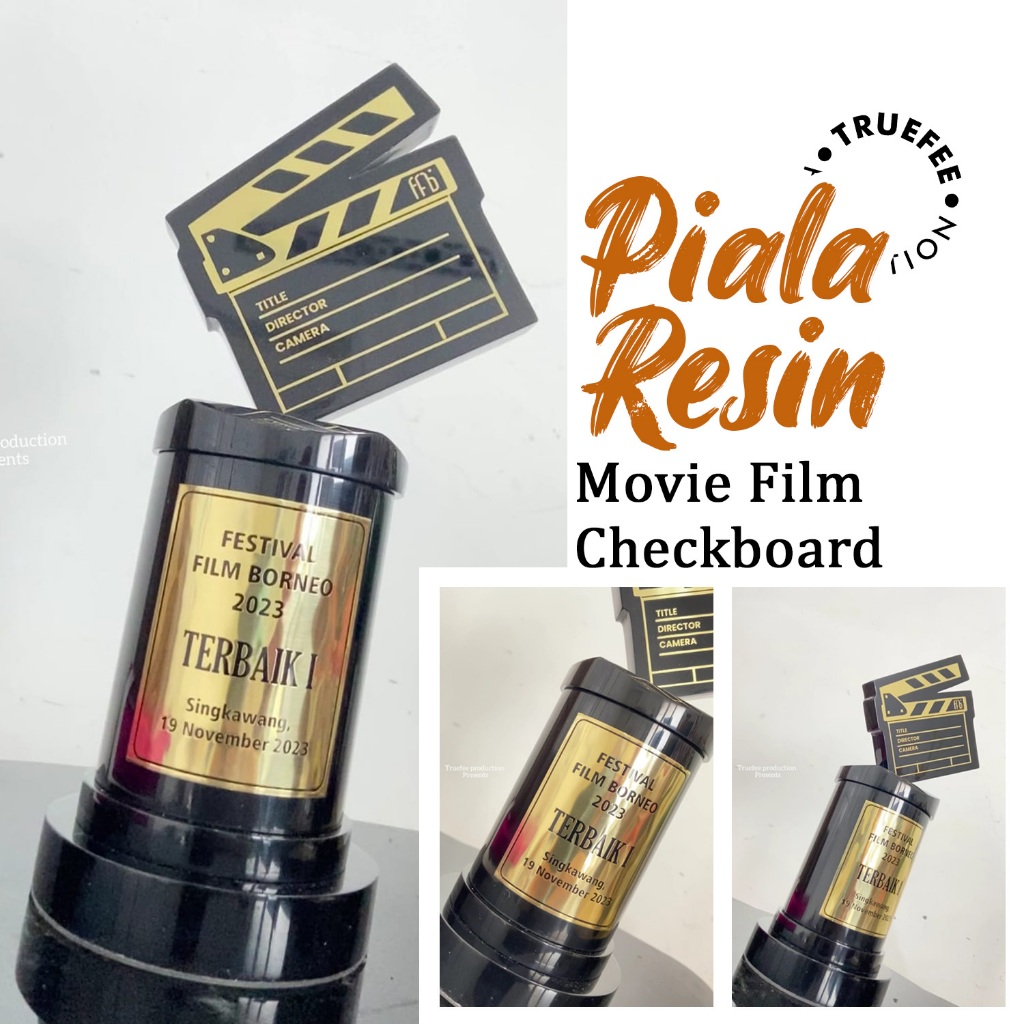 Jual PIALA RESIN PILAR HITAM ROLL FILM CLAPPERBOARD MOVIE ACTION PLAT ...