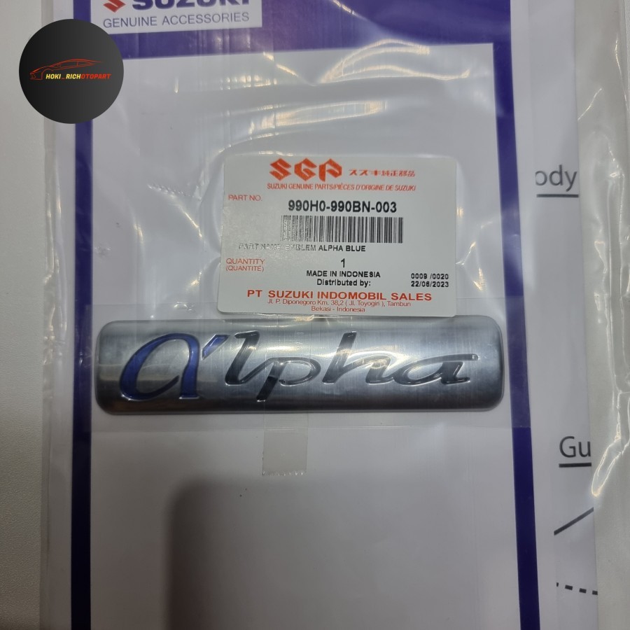 Jual Emblem Tulisan ALPHA BIRU Suzuki XL7 HYBRID ORIGINAL GENUINE PART SGP | Shopee Indonesia