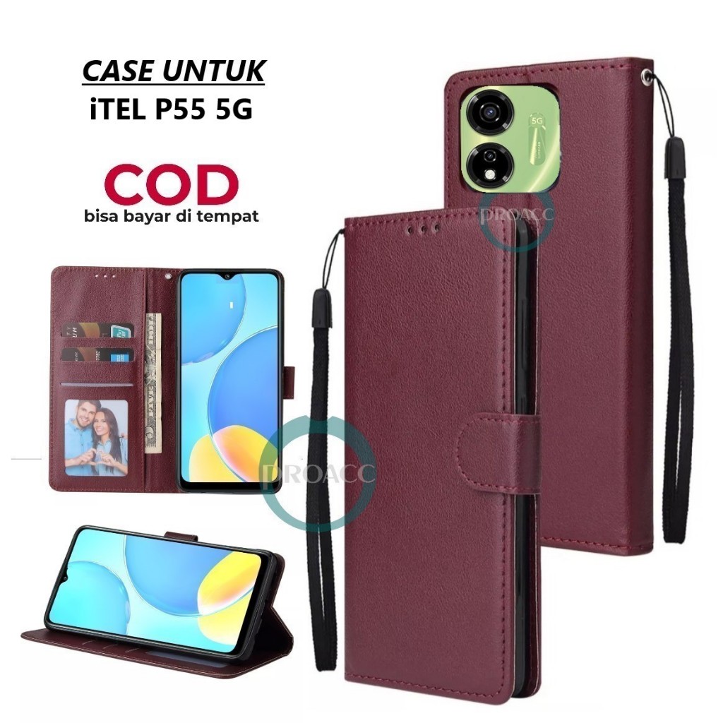 Jual case hp for iTEL P55 5G flip wallet leather case Premium flip case Casing hp flip cover ...