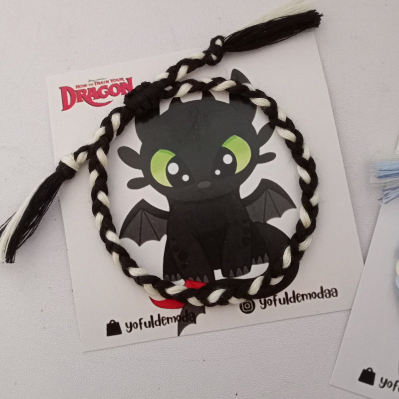 Jual Gelang Tali Dragon Series Toothless & Light Fury / Gelang tali ...