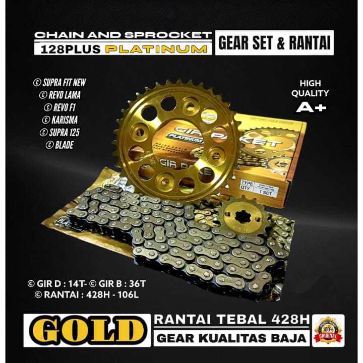 Jual GEAR GIR RANTAI SET PAKET [ 128PLUS PLATINUM ] HONDA - SUPRA FIT NEW , REVO LAMA , SUPRA ...