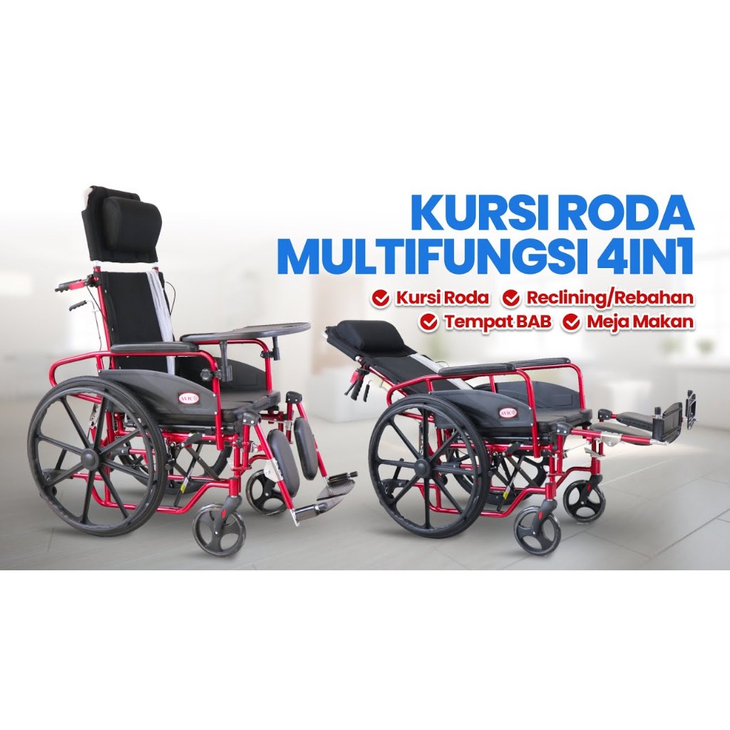 Jual Kursi Roda Avico Zeus 4in1 - Kursi Roda Aluminium Multifungsi (Makan, Berbaring, Selonjoran ...