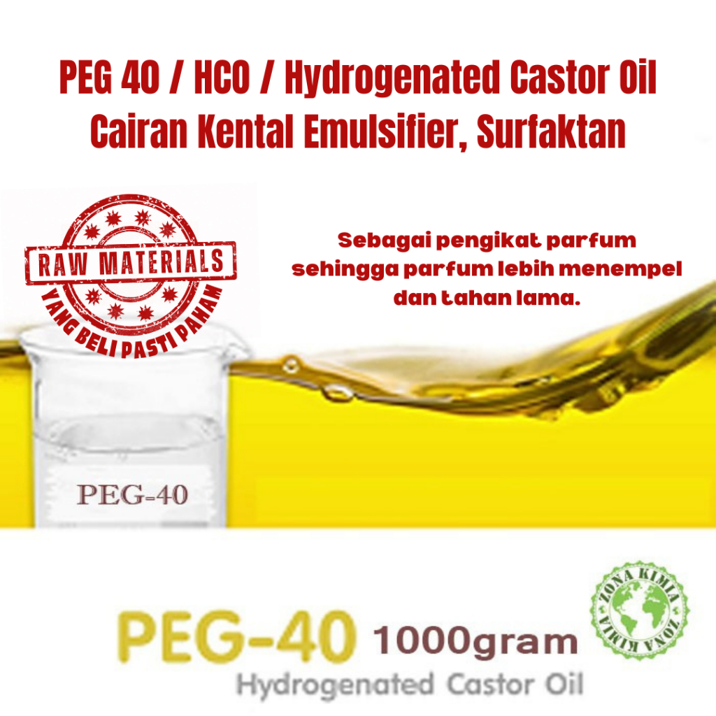 Jual PEG 40 100gram HCO Hydrogenerated Castor Oil Emulsifier Cosmetics ...