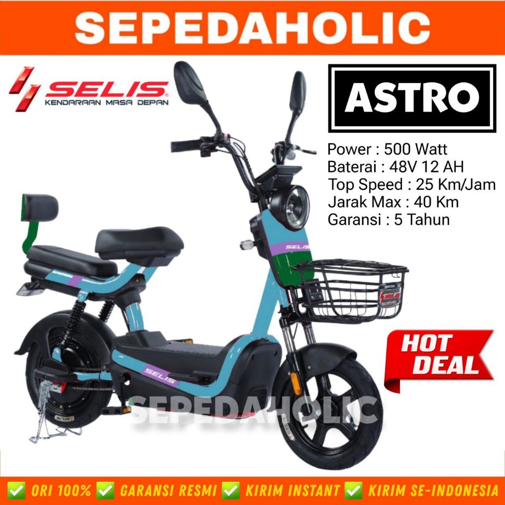 Jual Sepeda Listrik SELIS ASTRO 500 Watt Electric E Bike | Shopee Indonesia