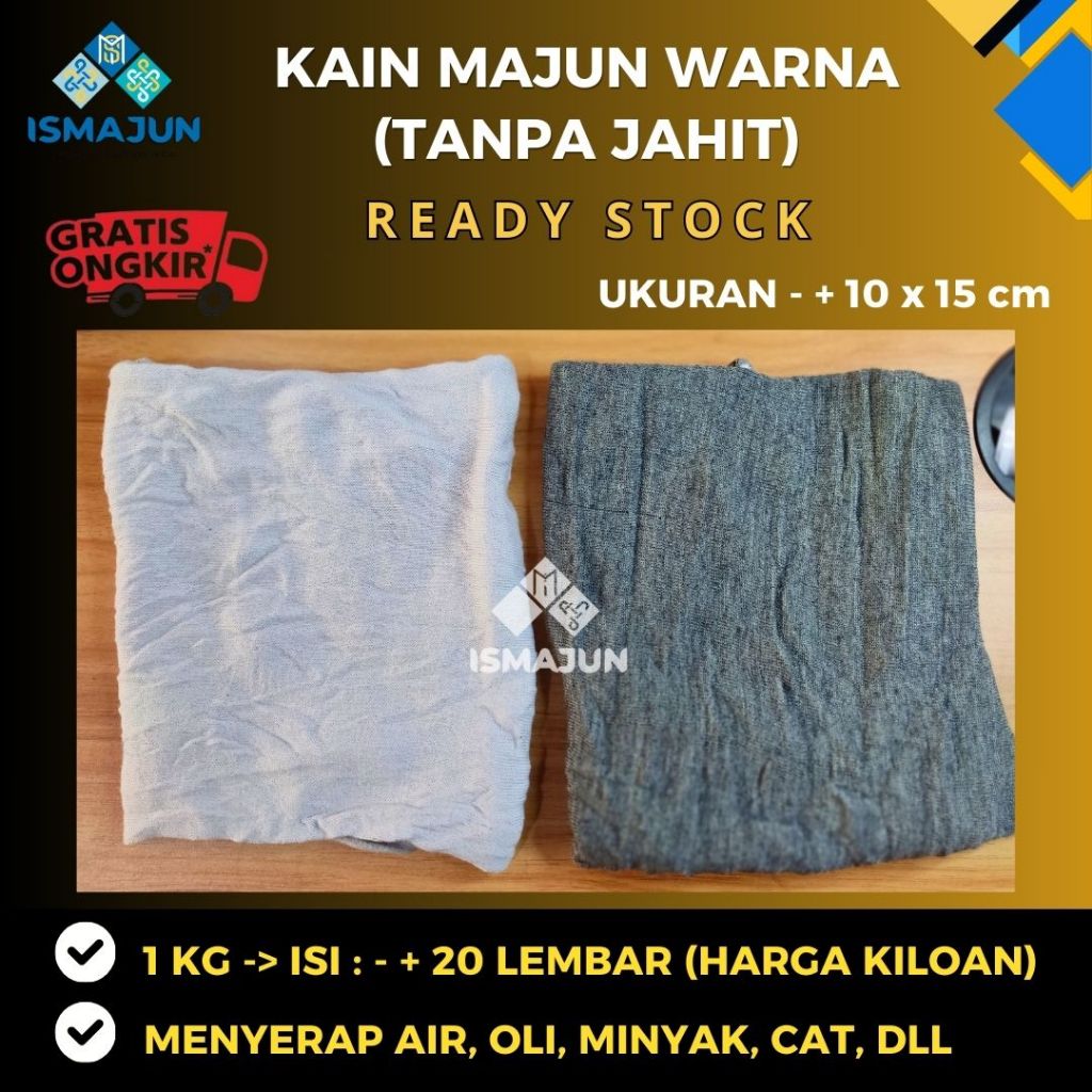 Jual KAIN LAP MAJUN PERCA BAHAN KAOS KATUN SERAP AIR MINYAK & OLI (1 KG ...