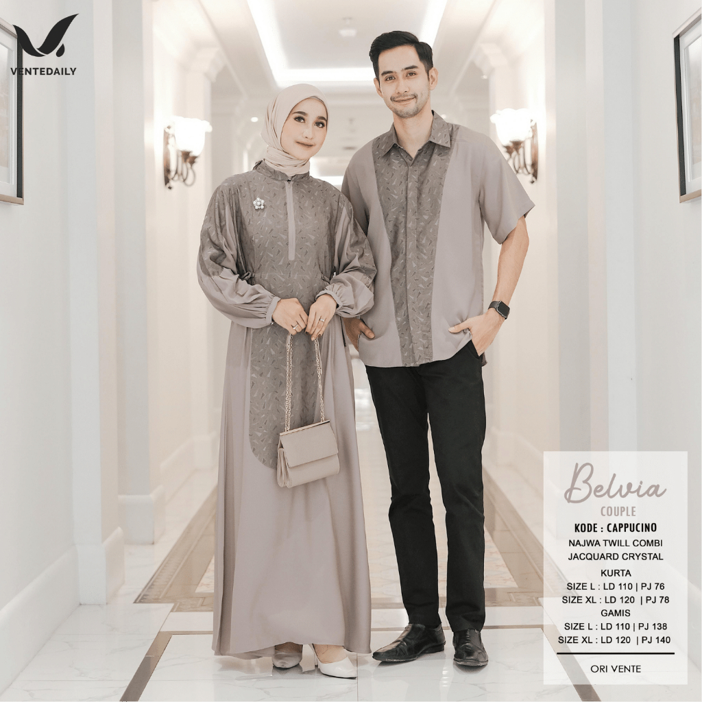 Jual Baju Couple Pasangan Muslim Kondangan Lebaran Belvia | Shopee ...