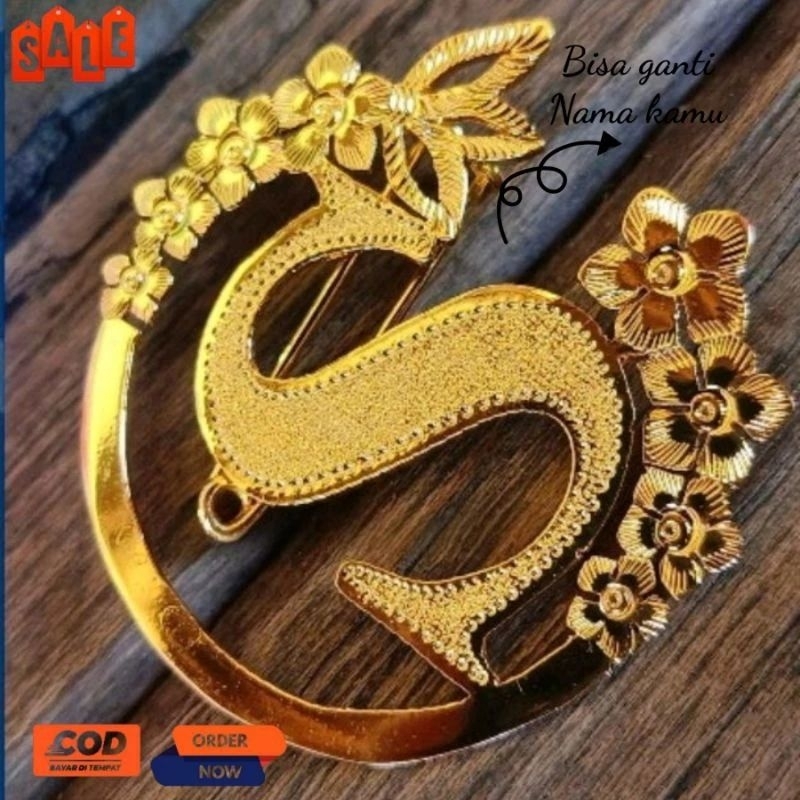 Jual Bros nama lapis emas 24K inisial bulat GOLD PREMIUM | Shopee Indonesia