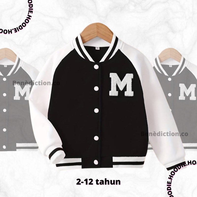 Jual Jaket Varsity Anak Inisial M Laki Laki Perempuan Umur 2 3 4 5 6 7 ...