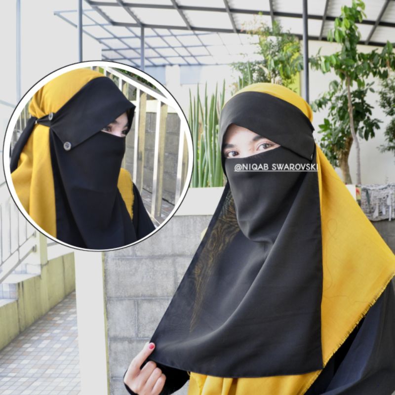 Jual CADAR NIQAB MILAYA PONI KANCING Niqab Milaya poni hias kancing 30 ...