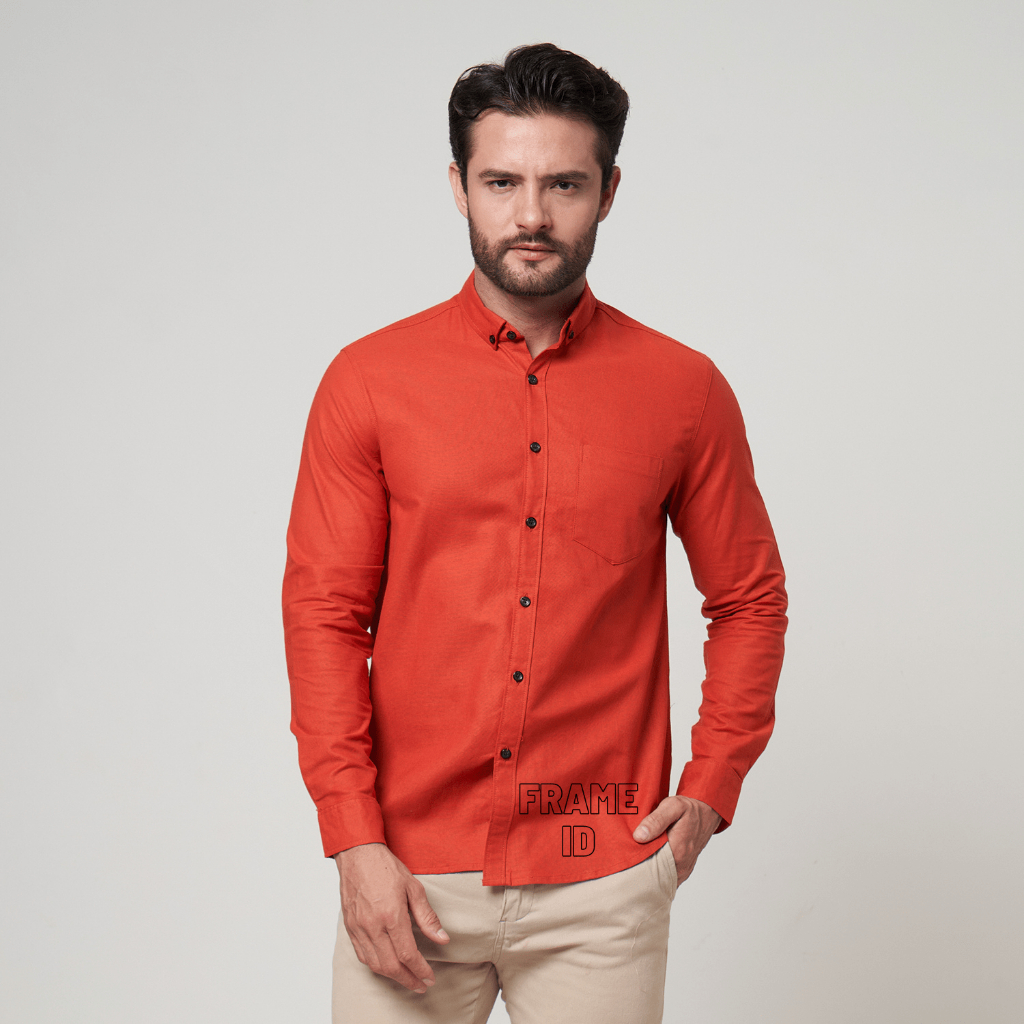 Jual KEMEJA POLOS PRIA LENGAN PANJANG WARNA TERRACOTTA | MERAH BATA ...