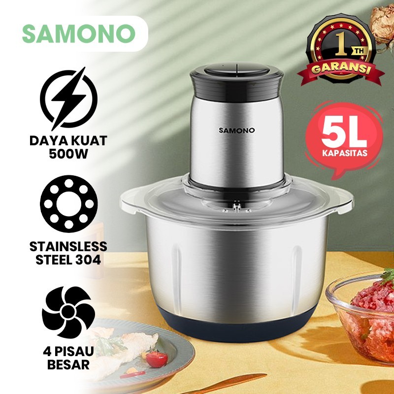 Jual Samono Food Chopper 2 in 1 Stainless Steel 304 Chopper 5 Liter ...