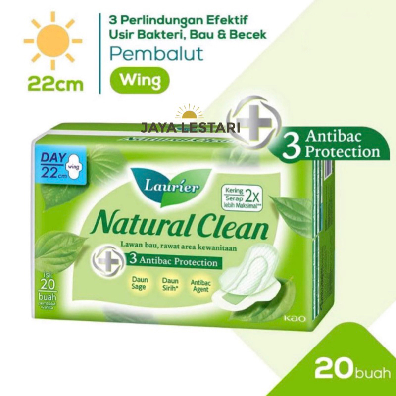 Jual Laurier Natural Clean Day Wing (22cm, 20pads) | Shopee Indonesia