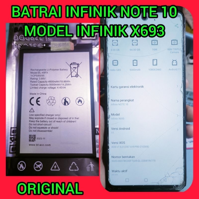 Jual Batrai Infinik Note 10 Seri Hp X693 Original | Shopee Indonesia