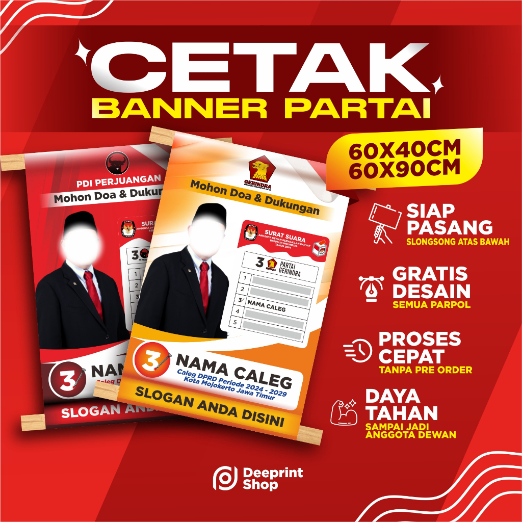 Jual Banner Pemilu Tempel Pohon / Spanduk Pemilu (50x70 cm) Finishing ...
