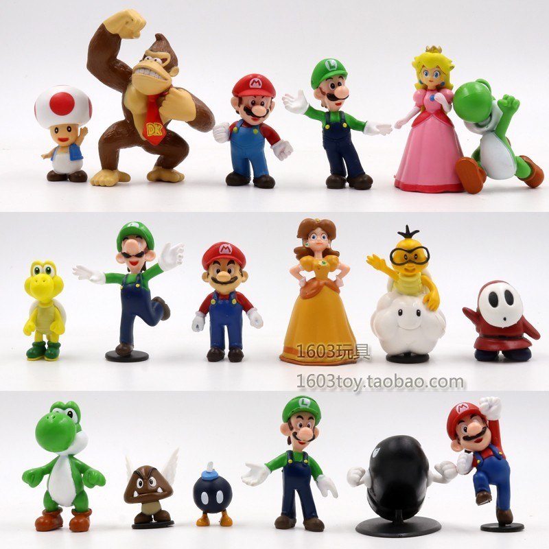 Jual Mainan Figure Super Mario Bros Series 1 - Mario Luigi Yoshi Koopa ...