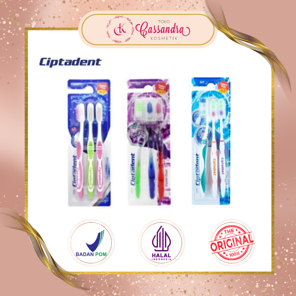 Jual CIPTADENT CRYSTAL CLEAN FAMILY PACK TOOTH BRUSH ISI 3 | Shopee ...
