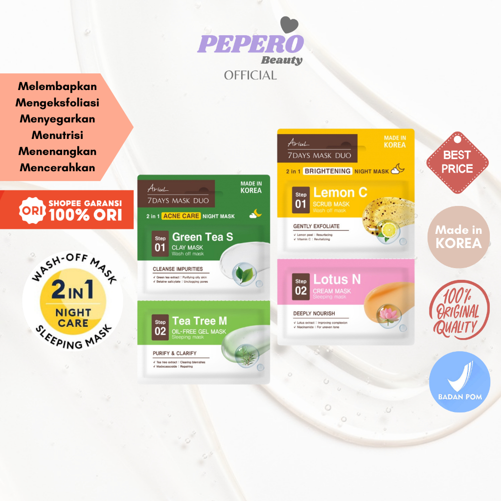 Jual ARIUL 7 Days Mask Duo 2 in 1 - Brightening Night Mask | Acne Care ...