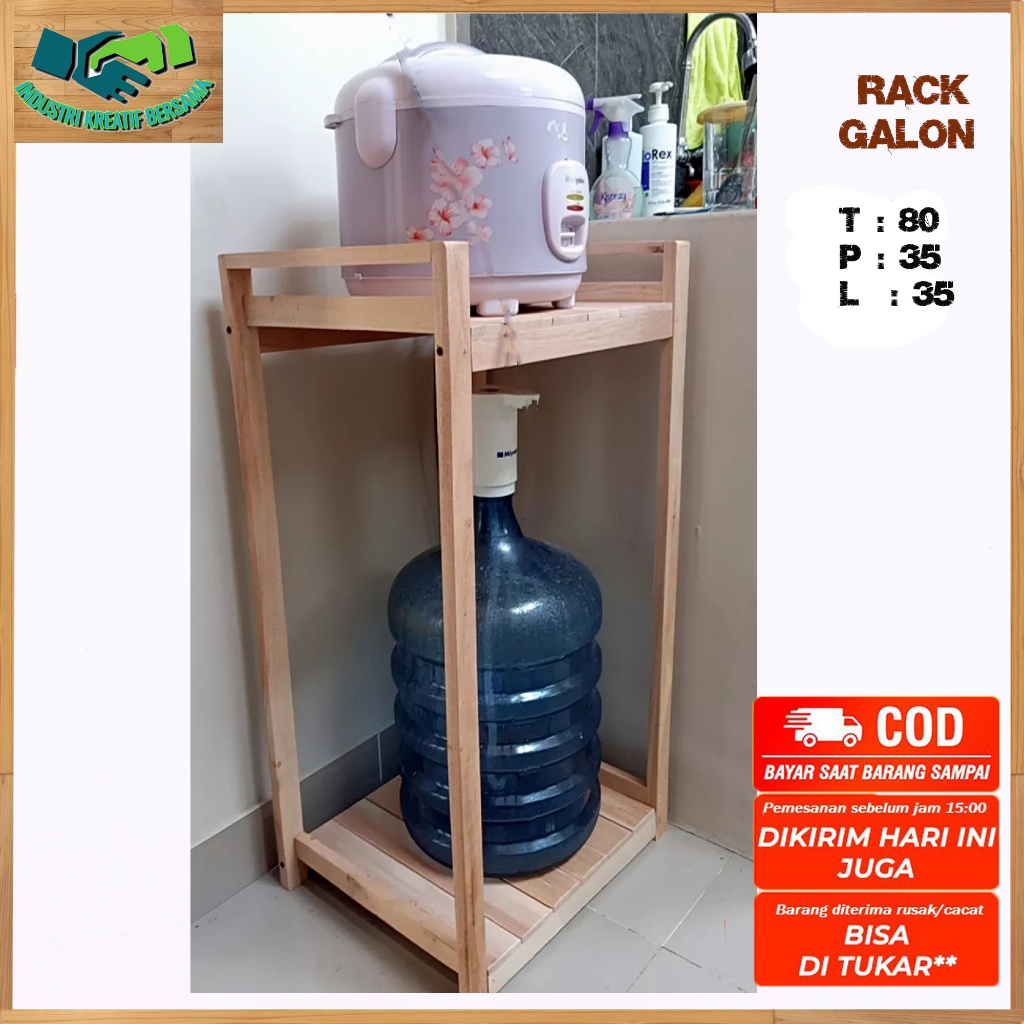 Jual Rak Galon 2 Tingkat Rak Magicom Kayu Susun Serbaguna | Shopee ...