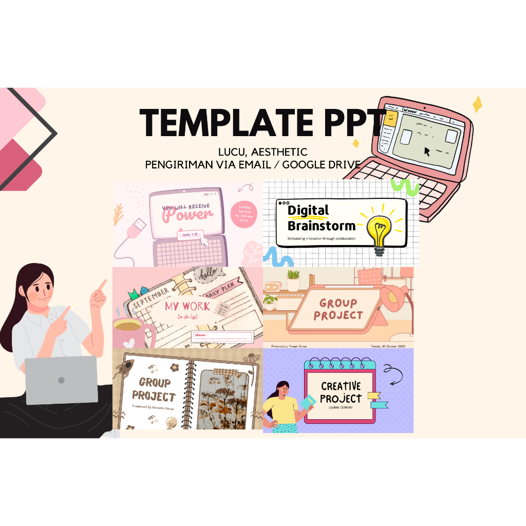 Jual TEMPLATE PPT LUCU AESTHETIC POWERPOINT | Shopee Indonesia