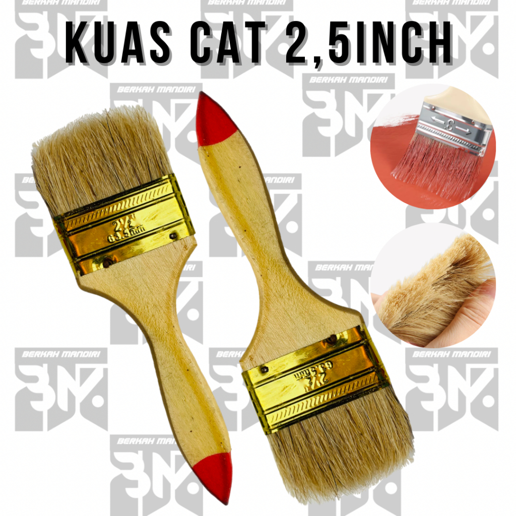 Jual Kuas Cat Tembok Dinding Gagang Kayu Ukuran 2,5inch Koas Cat Besi ...