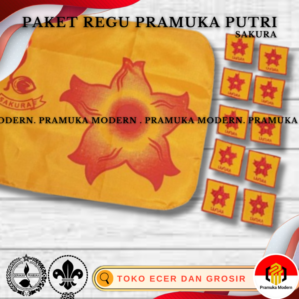 Jual Paket Regu Sakura (1 Bendera regu + 10 tanda regu ) Paket hemat ...