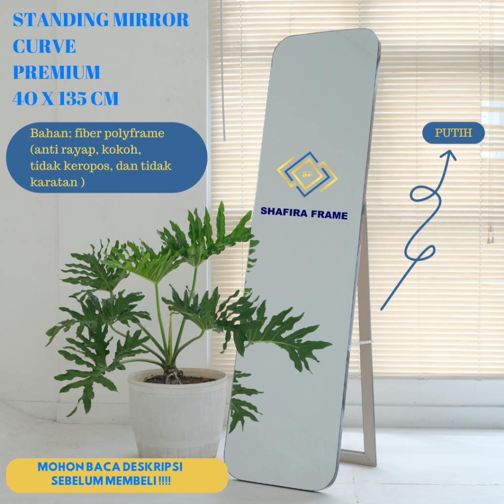 Jual Standing mirror curve aestethic ukuran 40 x 153 cm GRATIS PACKING ...