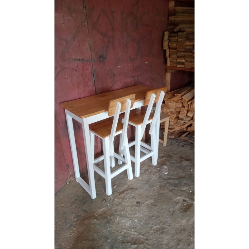 Jual meja bar cafe resto + 2 bangku sender mini | Shopee Indonesia