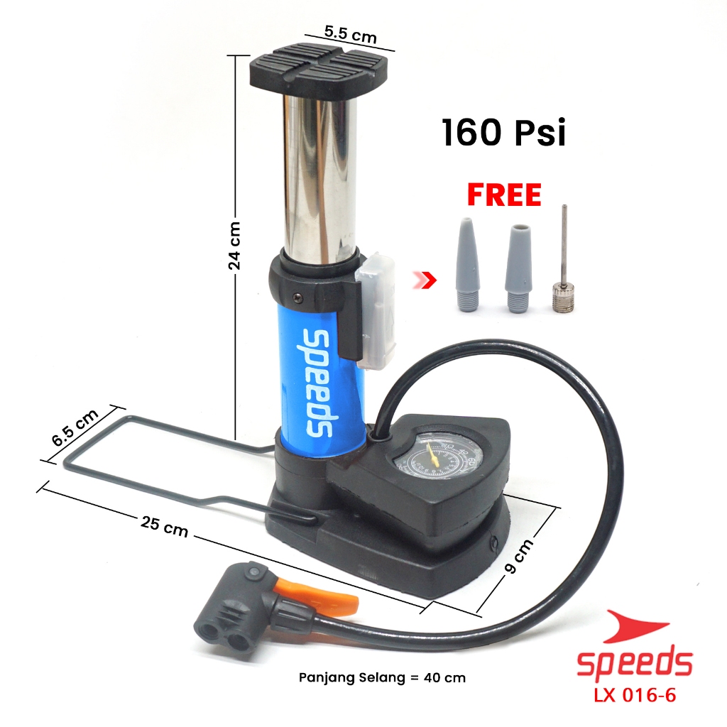 Jual SPEEDS Pompa Ban Mini Foot Pump Portable High Pressure Pompa Angin ...