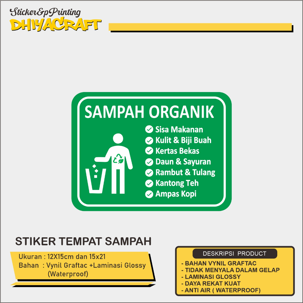 Jual Stiker Sampah Organik, Stiker Sampah Anorganik, Sampah B3 ...