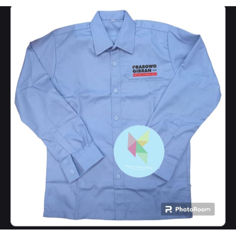 Jual kemeja Prabowo Gibran seragam Prabowo Gibran kantong 1 biru muda ...