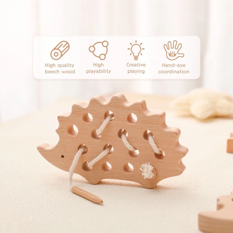 Jual Kaison Kingdom - Baby Kids Toodlers Wooden Montessori Hedgehog ...