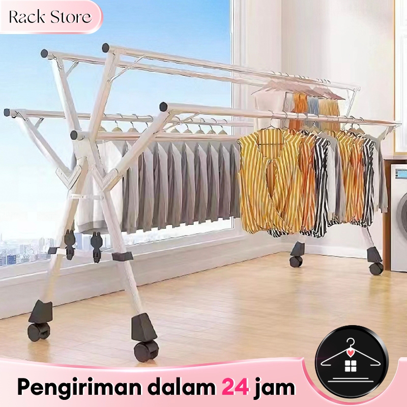 Jual Jemuran Baju Lipat Stainless Steel Jemuran Pakaian Jumbo Anti ...