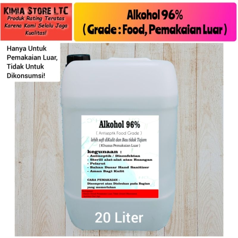 Jual Alkohol Antiseptik Food Grade 96% / 70% 20 Liter ( Alcohol Pelarut ...
