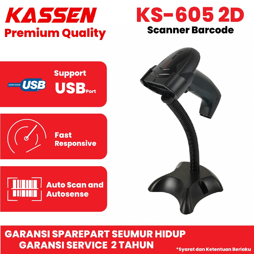 Jual SCANNER BARCODE KASSEN KS605/KS-605/KS 605 1D/2D GARANSI RESMI ...