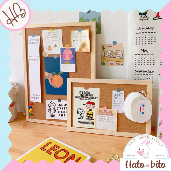 Jual 1 set Wooden cork board message pin board papan bulletin memo note ...