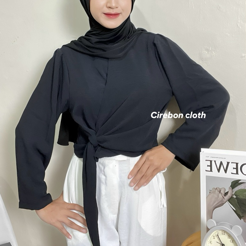 Jual Cirebon Cloth - Rhea Wrap Top | Blouse Tali Crinkle Airflow ...