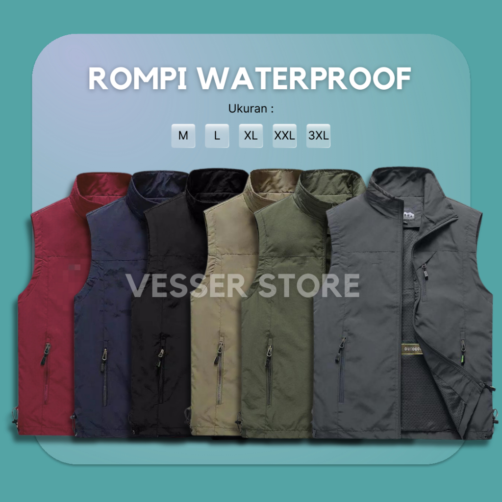 Jual (COD) ROMPI OUTDOOR PRIA DAN WANITA TERBARU/ROMPI VEST ANTI AIR ...