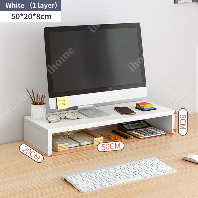 Jual Meja Belajar Monitor Stand Desk Organizer Stand Monitor Kayu Rak ...