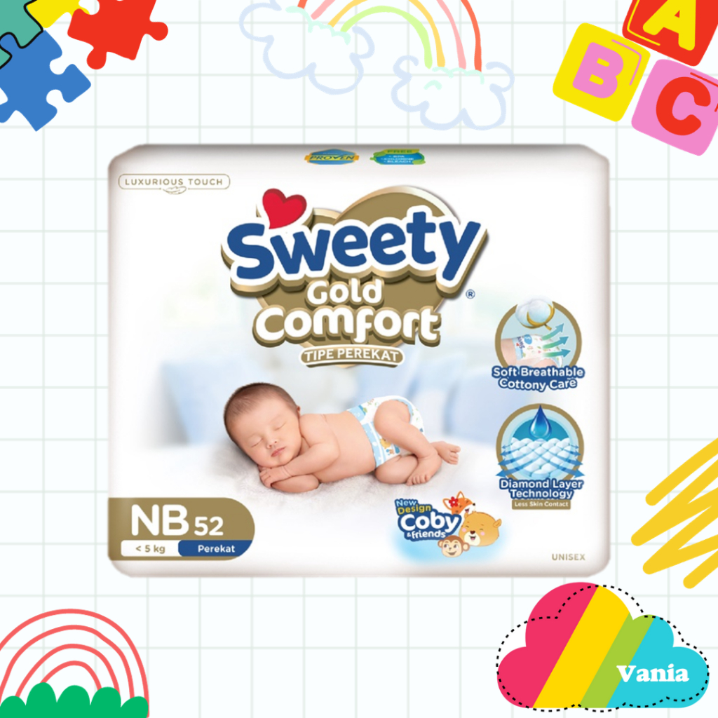 Jual SWEETY newborn new born PEREKAT COMFORT GOLD NB52 S50 M48 L44 tape ...