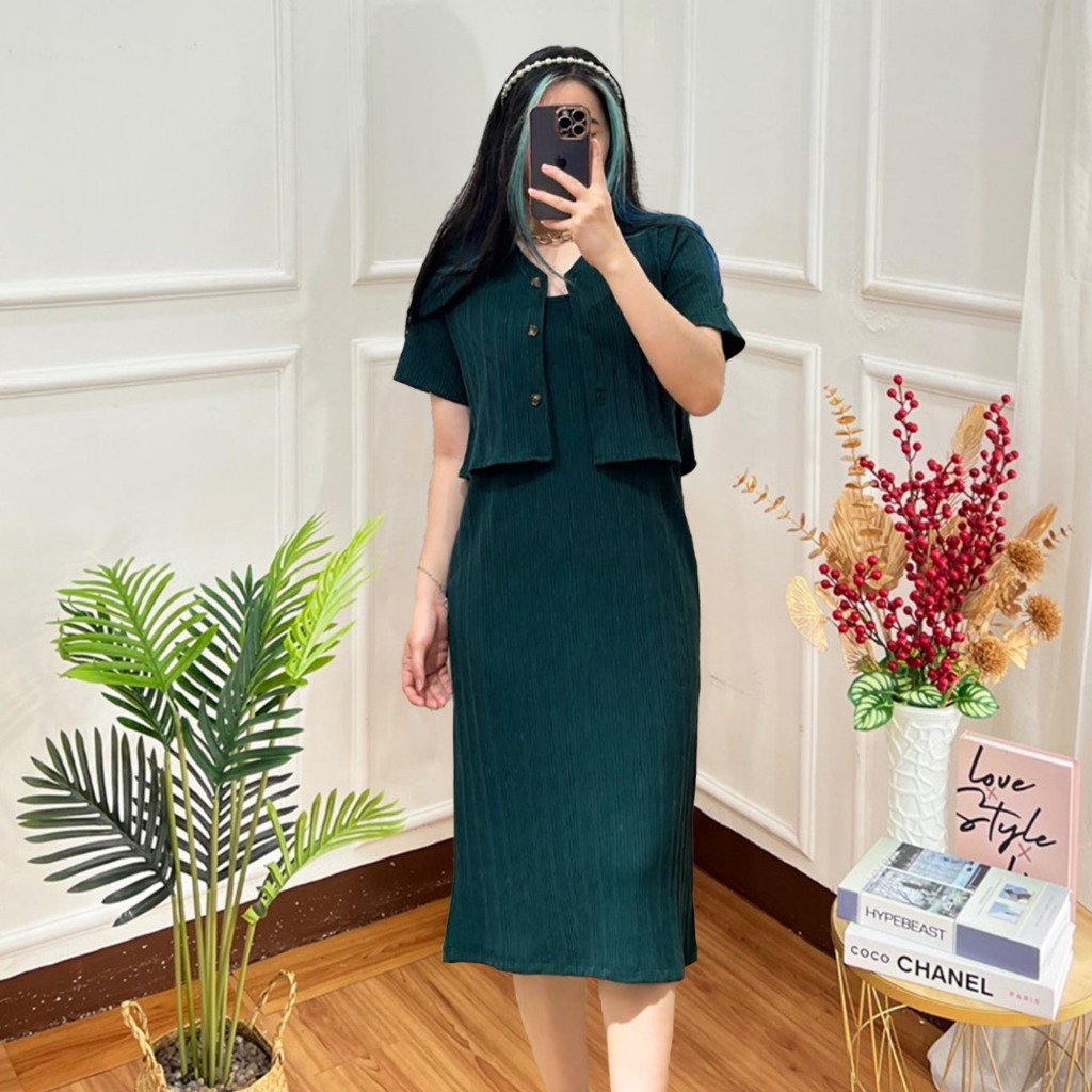 Jual Set 2in1 Rajut Yupi UK Fit L To XXL LD 100 - 120 CM - PJ 55 CM - P Dress 120 CM PREMIUM ...