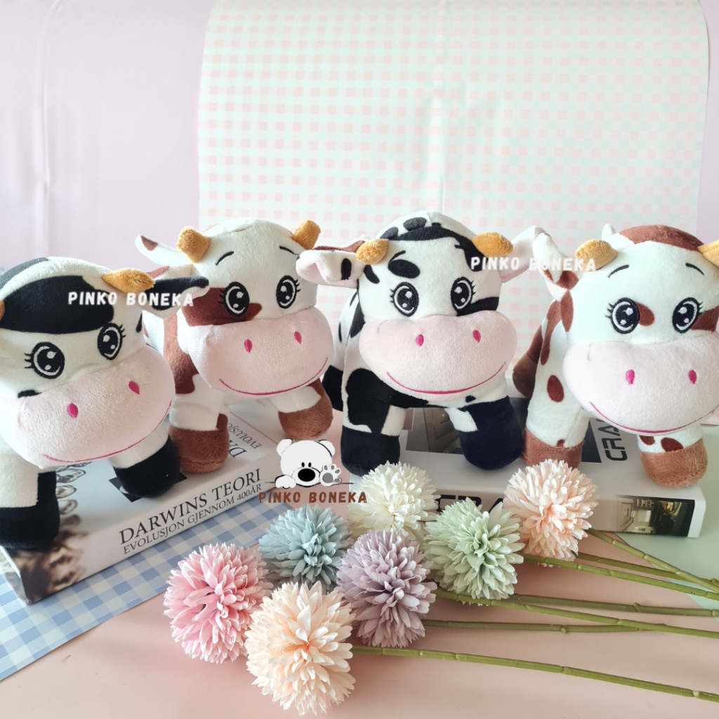 Jual Boneka Sapi Cow Hitam Putih Coklat Putih Halus Bagus Ukuran S ...
