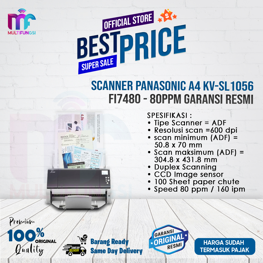 Jual Scanner A3 Fujitsu / Ricoh Fi-7480 Garansi Resmi Fi7480 - 80ppm ...