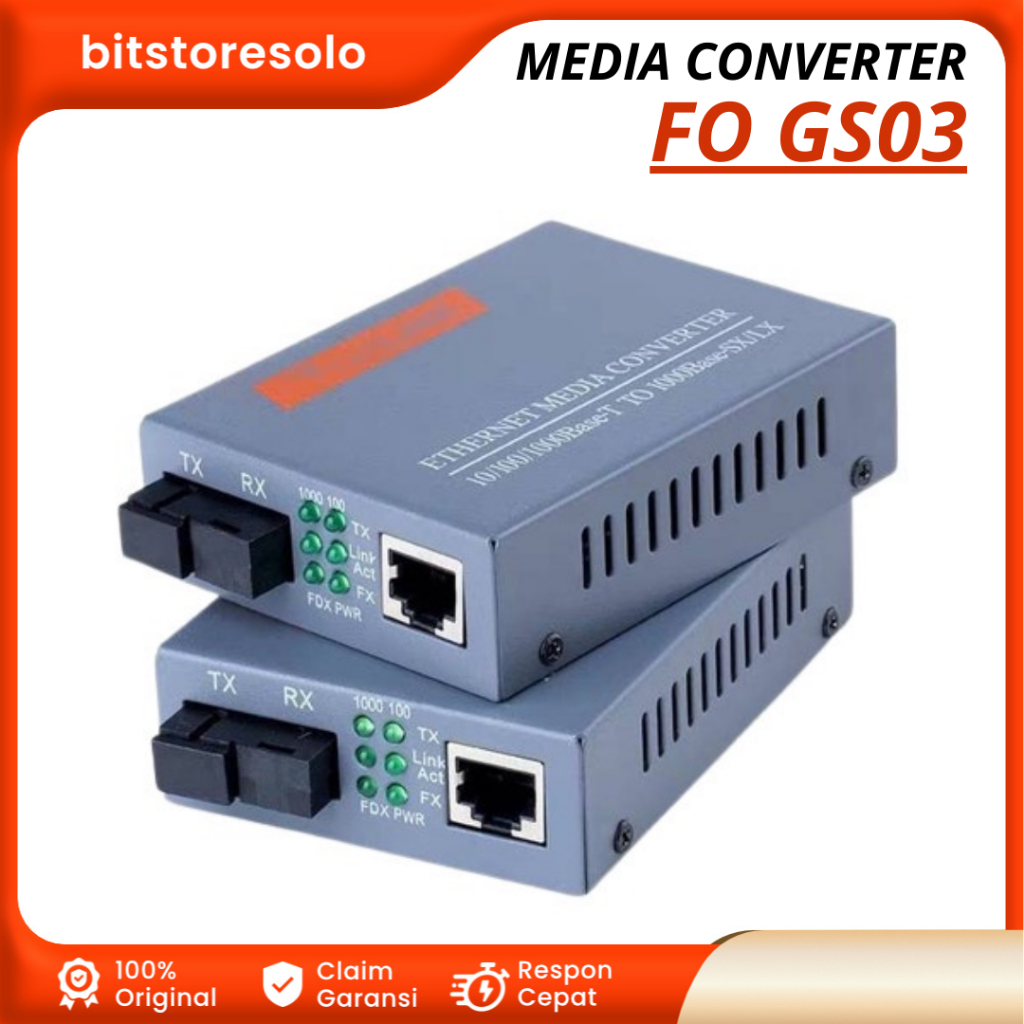 Jual MEDIA CONVERTER FIBER OPTIK HTB 10/1000MBPS FO GS03 NETLINK ...