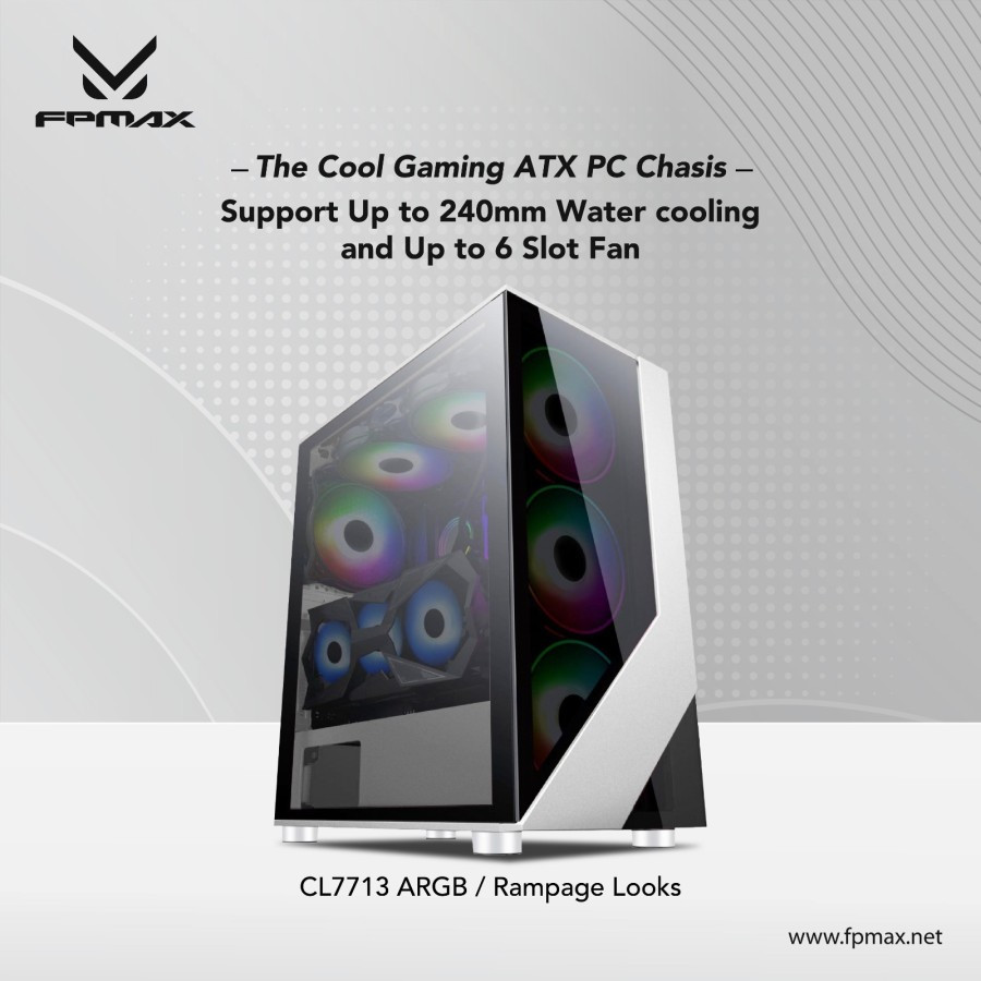 Jual Casing FPMAX Airpower CL7713 ARGB - ATX Gaming Case Tempered Glass ...