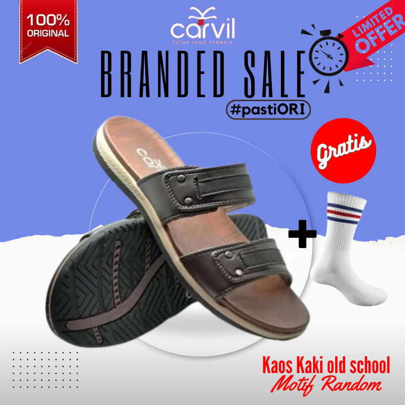 Jual Carvil Adriano 02 M Sandal selop Casual Kulit Sintetis Pria Remaja ...