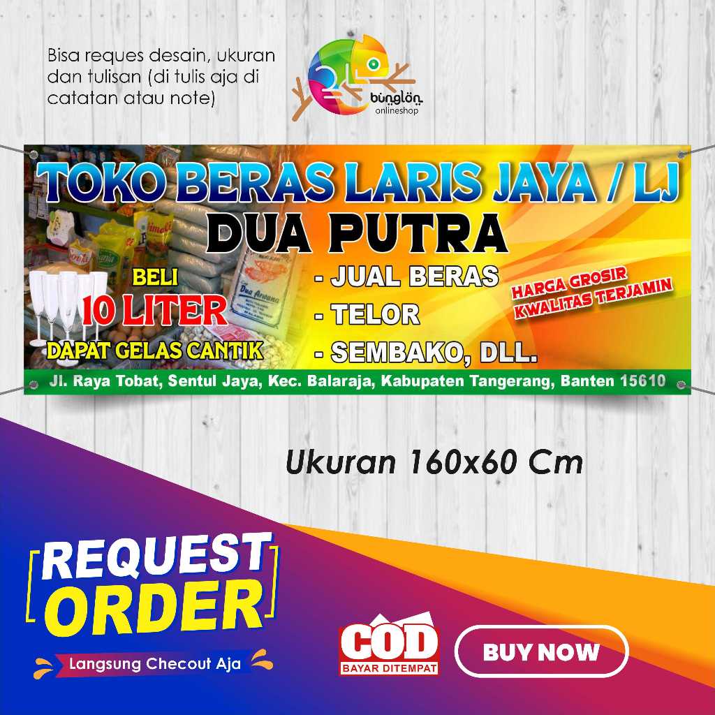 Jual Spanduk 160x60 Banner Toko Beras dan Sembako Custom Desain ...