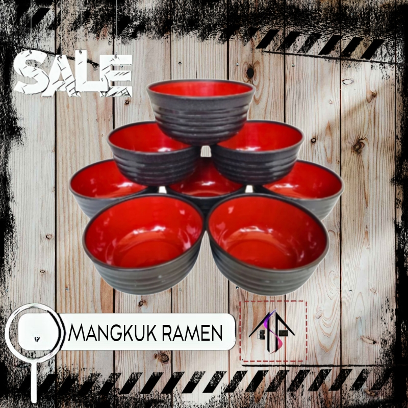 Jual 12 Pcs Mangkuk Ramen Jepang Merah Hitam / Mangkok Bakso Korean ...