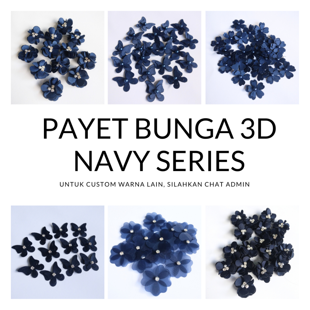 Jual [READY STOCK] APLIKASI PAYET BUNGA 3D MURAH WARNA NAVY/ DONGKER ...