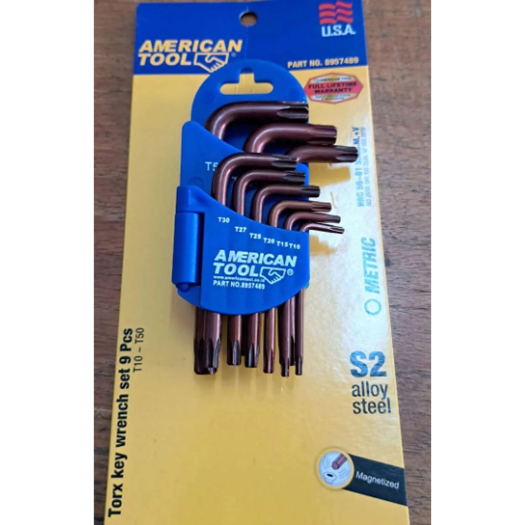 Jual Kunci L Set Bintang Pendek 9 Pcs American Tool Torx Hex Key Set ...