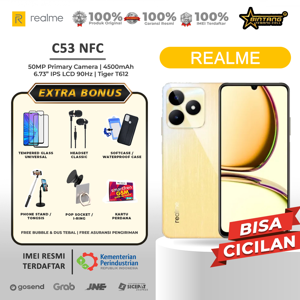 Jual HP Realme C53 NFC ram 8+6/256Gb ram 6+6/128Gb android 13 gaming phone garansi resmi ...